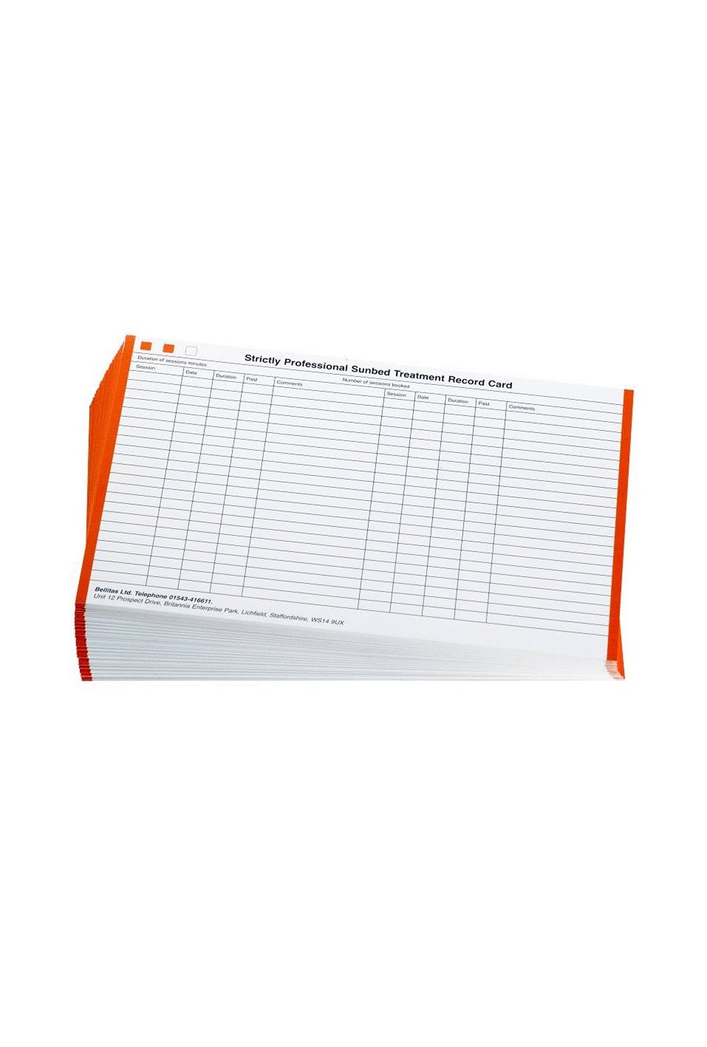 Strictly Professional Client Record Cards-Sunbed - Strictly Professional